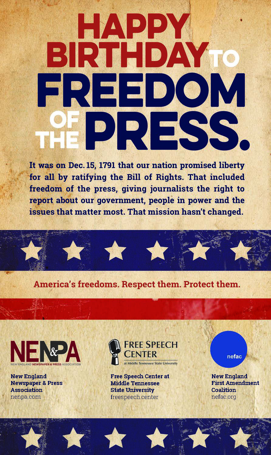 Celebrate the 229th birthday of Freedom of the Press and the Bill of ...